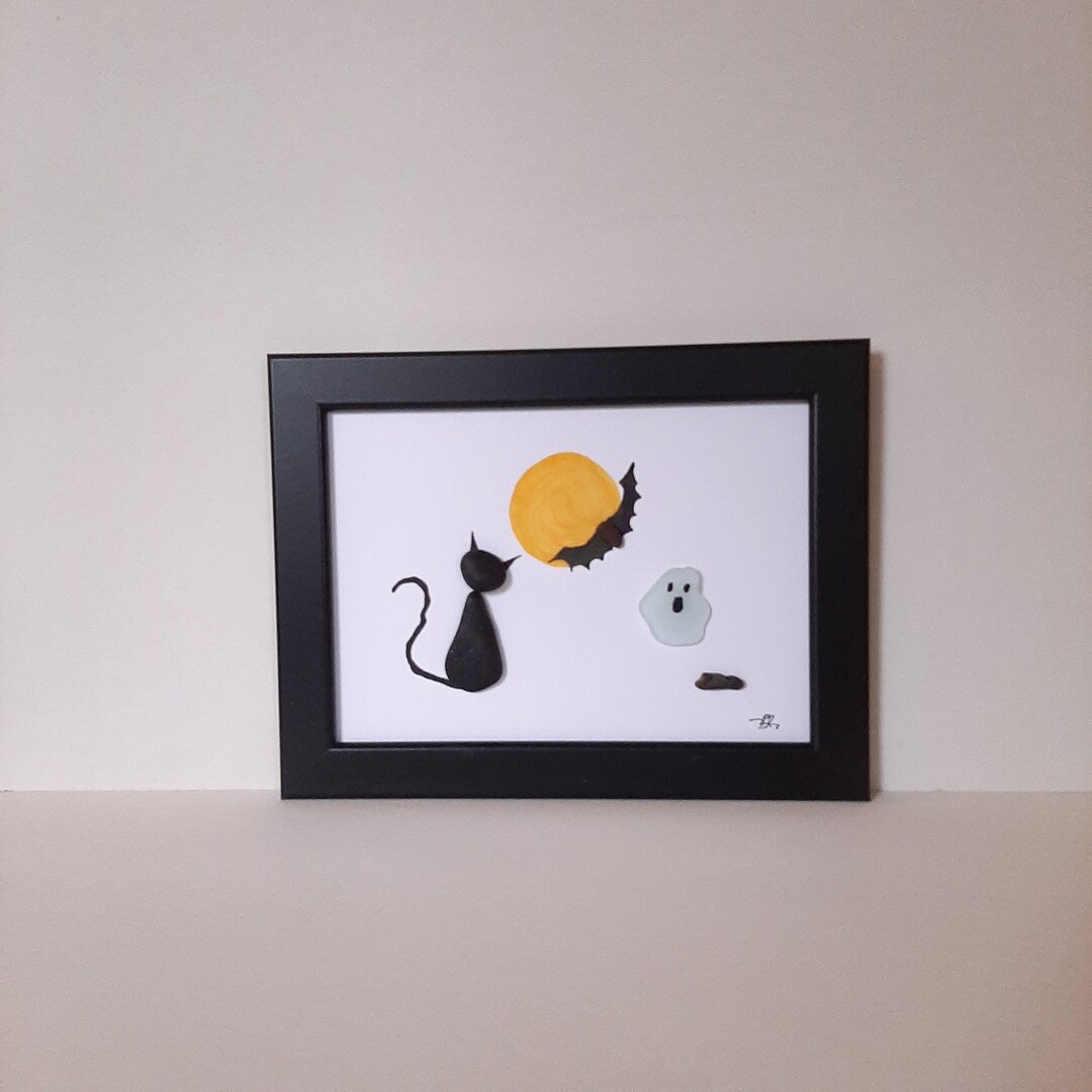 Pebble Art Halloween, Pumpkin, Spider, Sea Glass Art Ghost, Kids ...