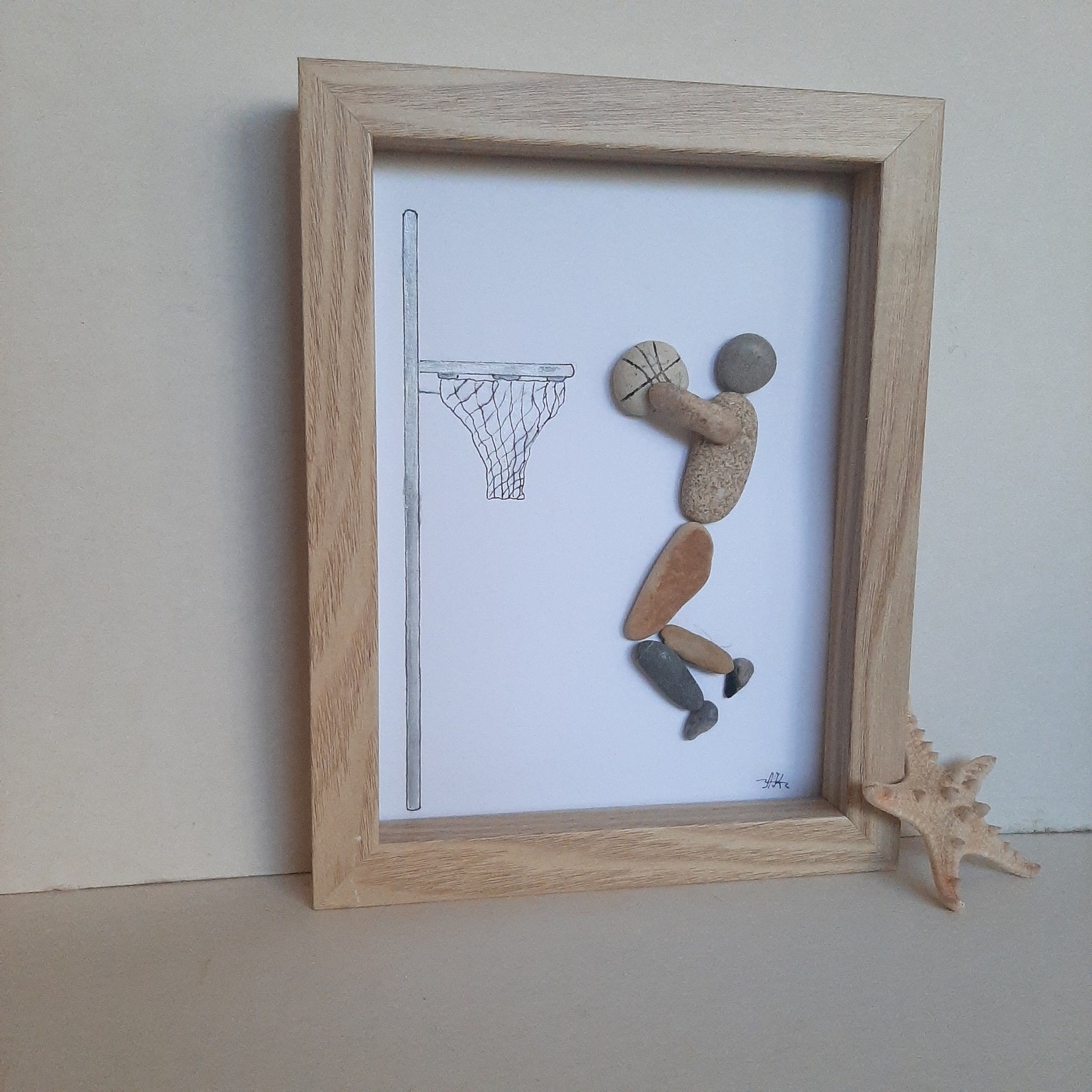 Pebble Art Basketball Player, Sea Glass Art, Gorgeous Gift for Best ...