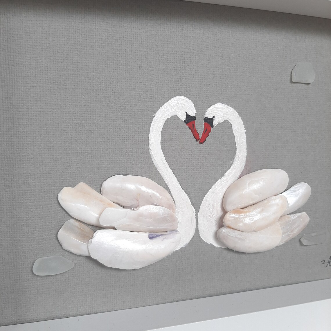 Sea Shell Art Swan, Couple Gift, Love, Swans, Family Gift, Best Friend ...