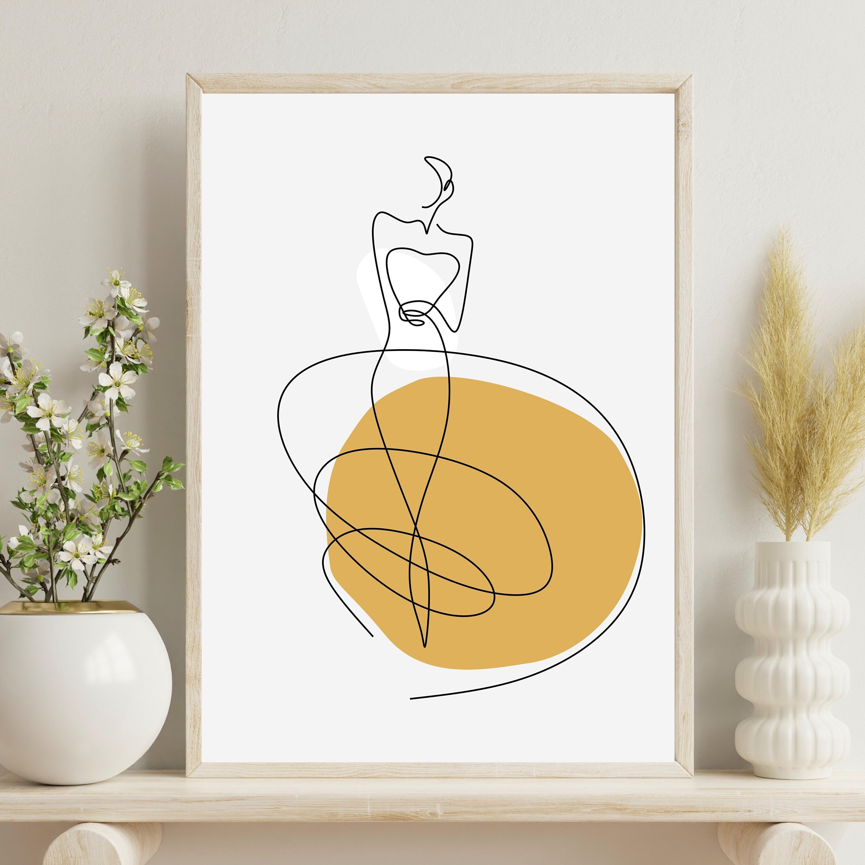 Woman Line Drawing, Printable Female Body Art, Female Line Art ...