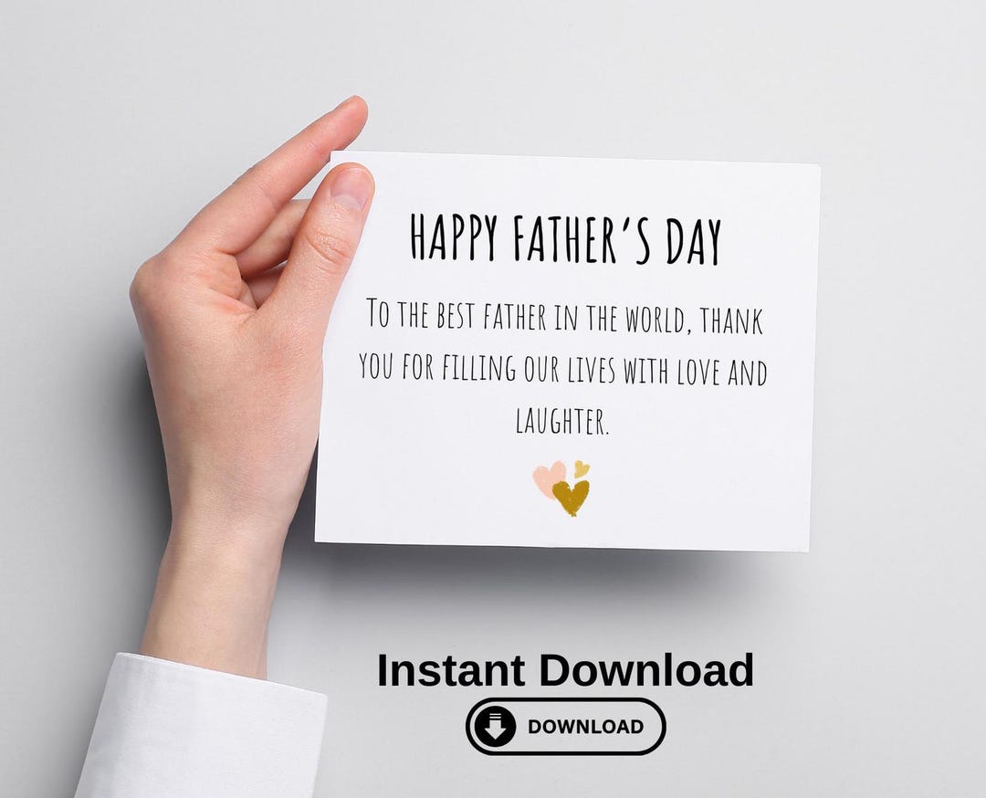 Father's Day Card DOWNLOADABLE, Printable Card for Dad, Father’s Day ...