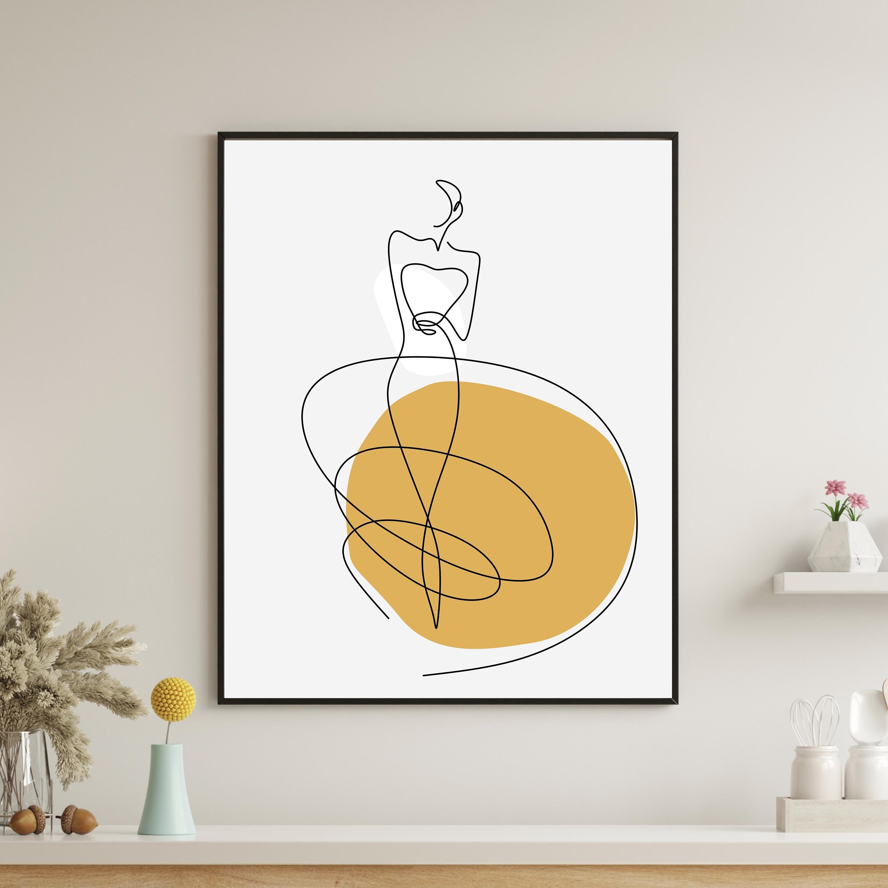 Woman Line Drawing, Printable Female Body Art, Female Line Art ...