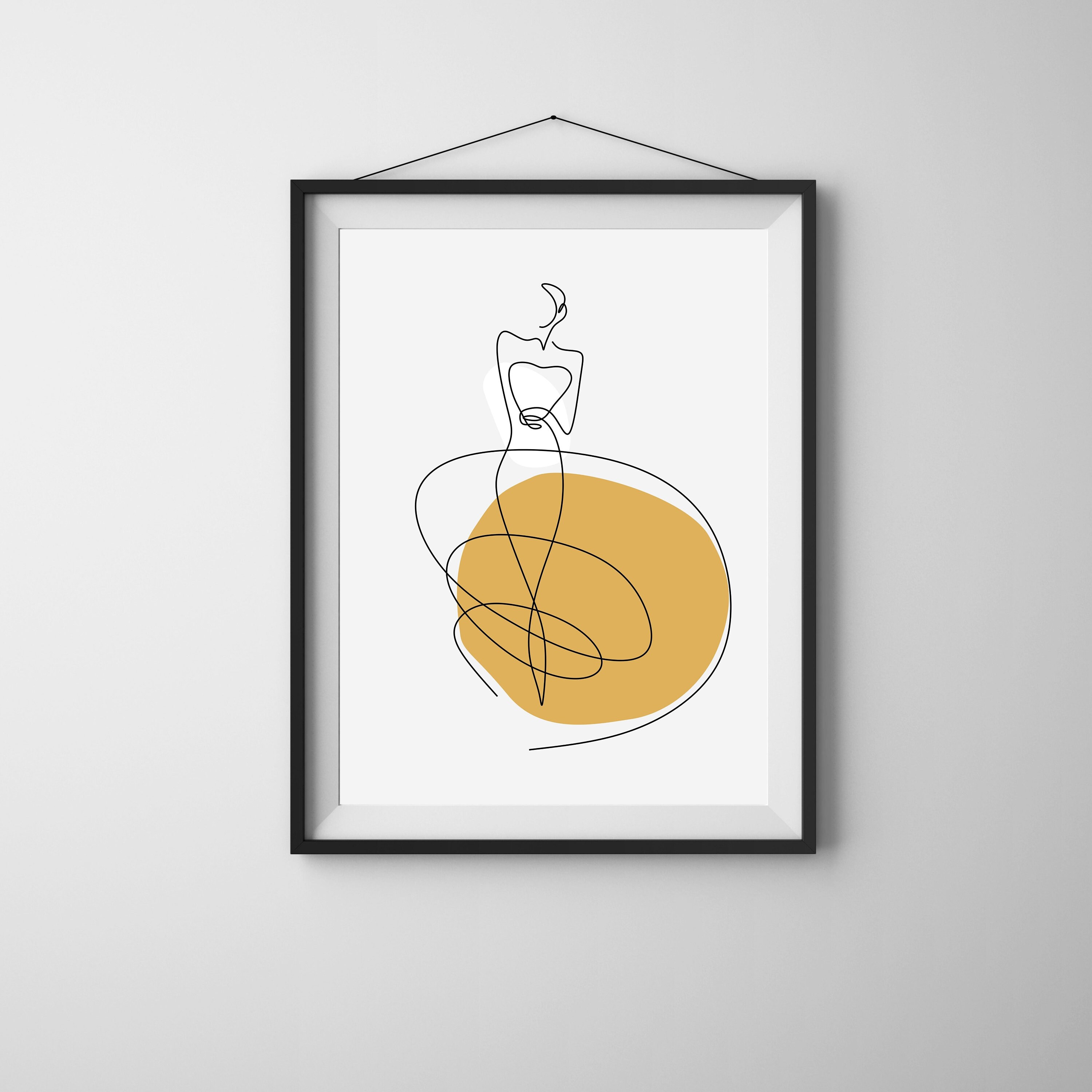 Woman Line Drawing, Printable Female Body Art, Female Line Art ...