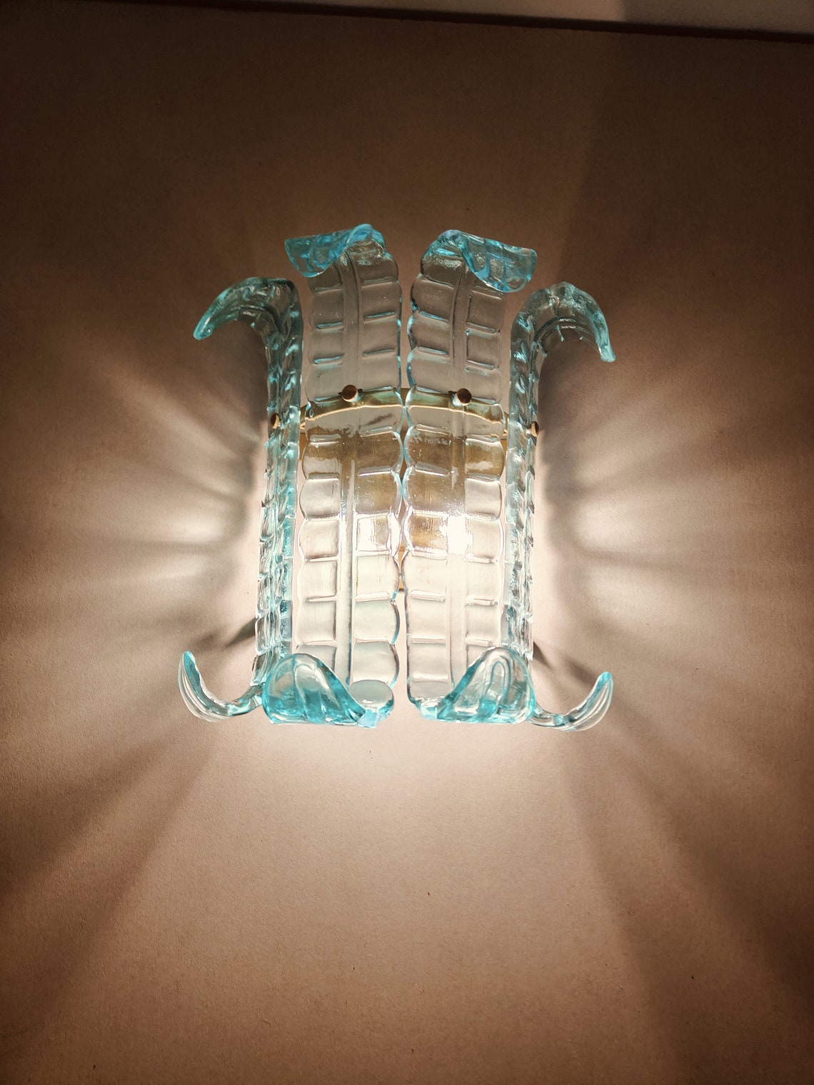 Murano Glass Felci Green Teal Wall Sconce - Etsy
