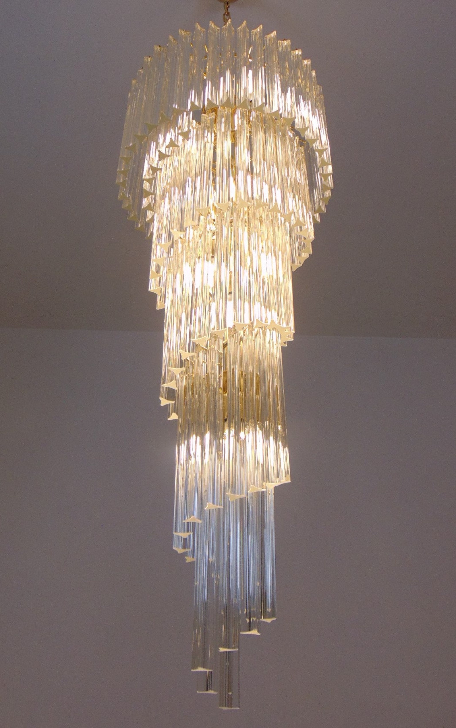 Murano Glass Clear Trihedral Chandelier Falling Cascade Spiral Shape - Etsy