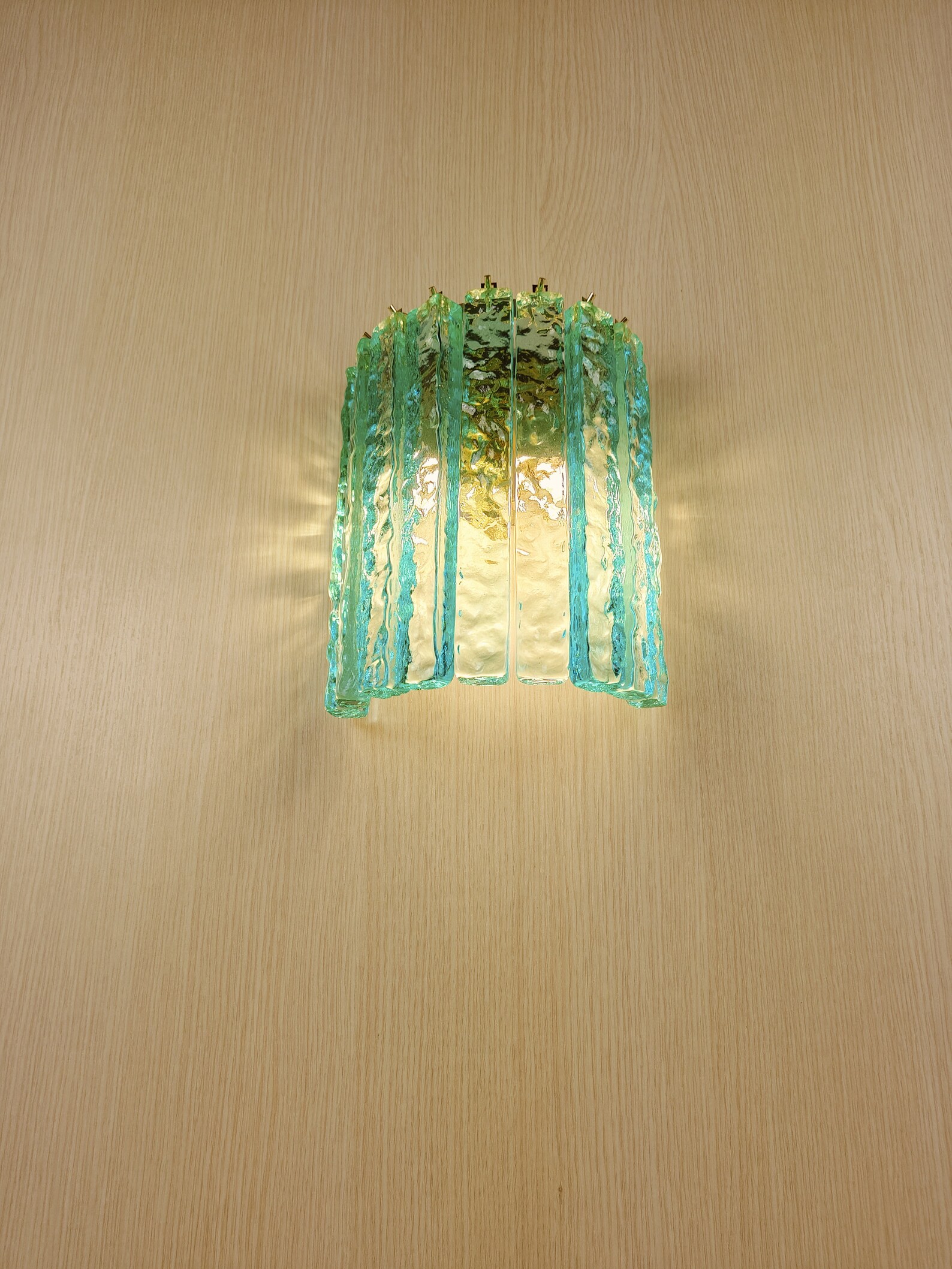 Murano Glass Green Teal Icy Bars Wall Sconce - Etsy