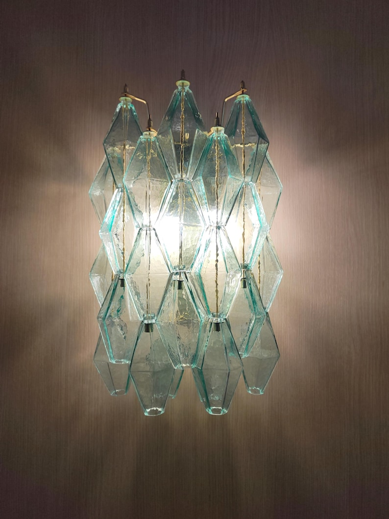 Murano Glass Poliedri Wall Sconce in Teal Color - Etsy