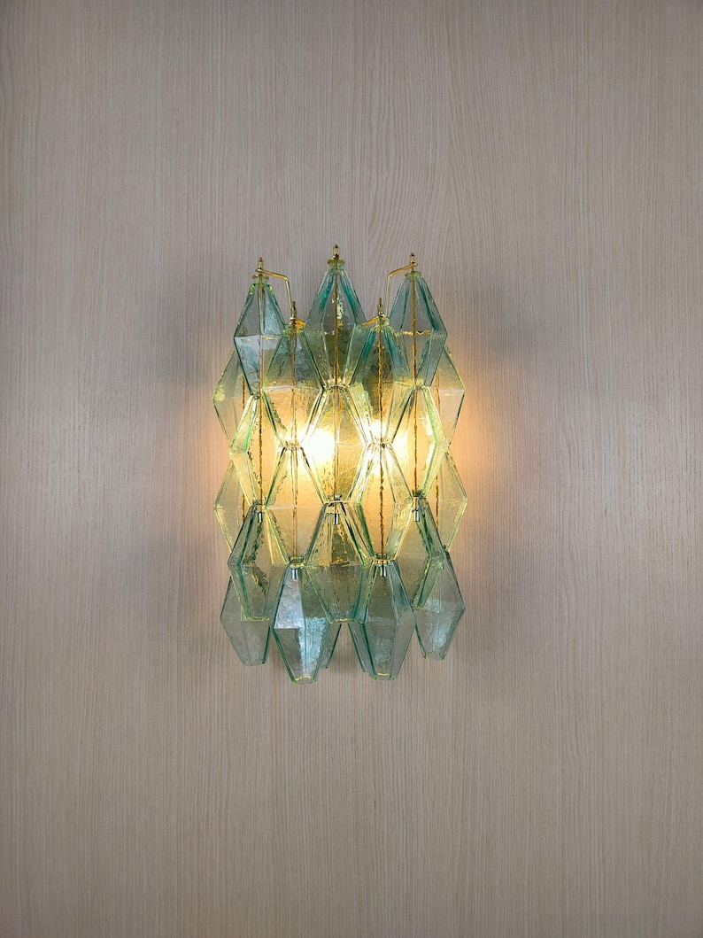 Murano Glass Poliedri Wall Sconce in Teal Color - Etsy