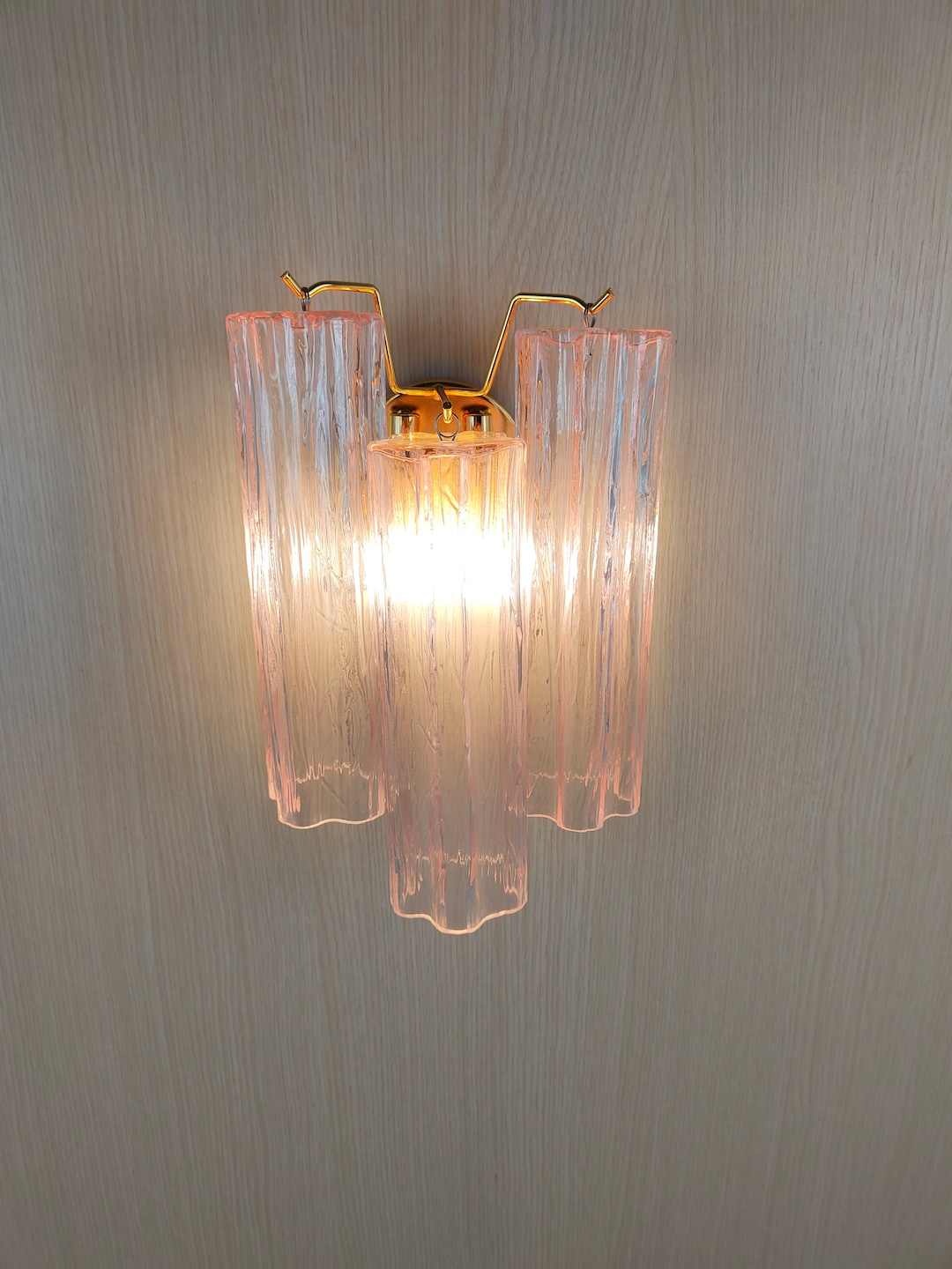 Murano Glass Pink Tronchi Wall Sconce - Etsy