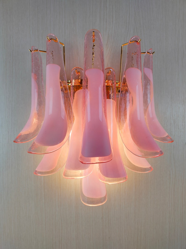 Murano Glass 10 Pink Petals Wall Sconce - Etsy