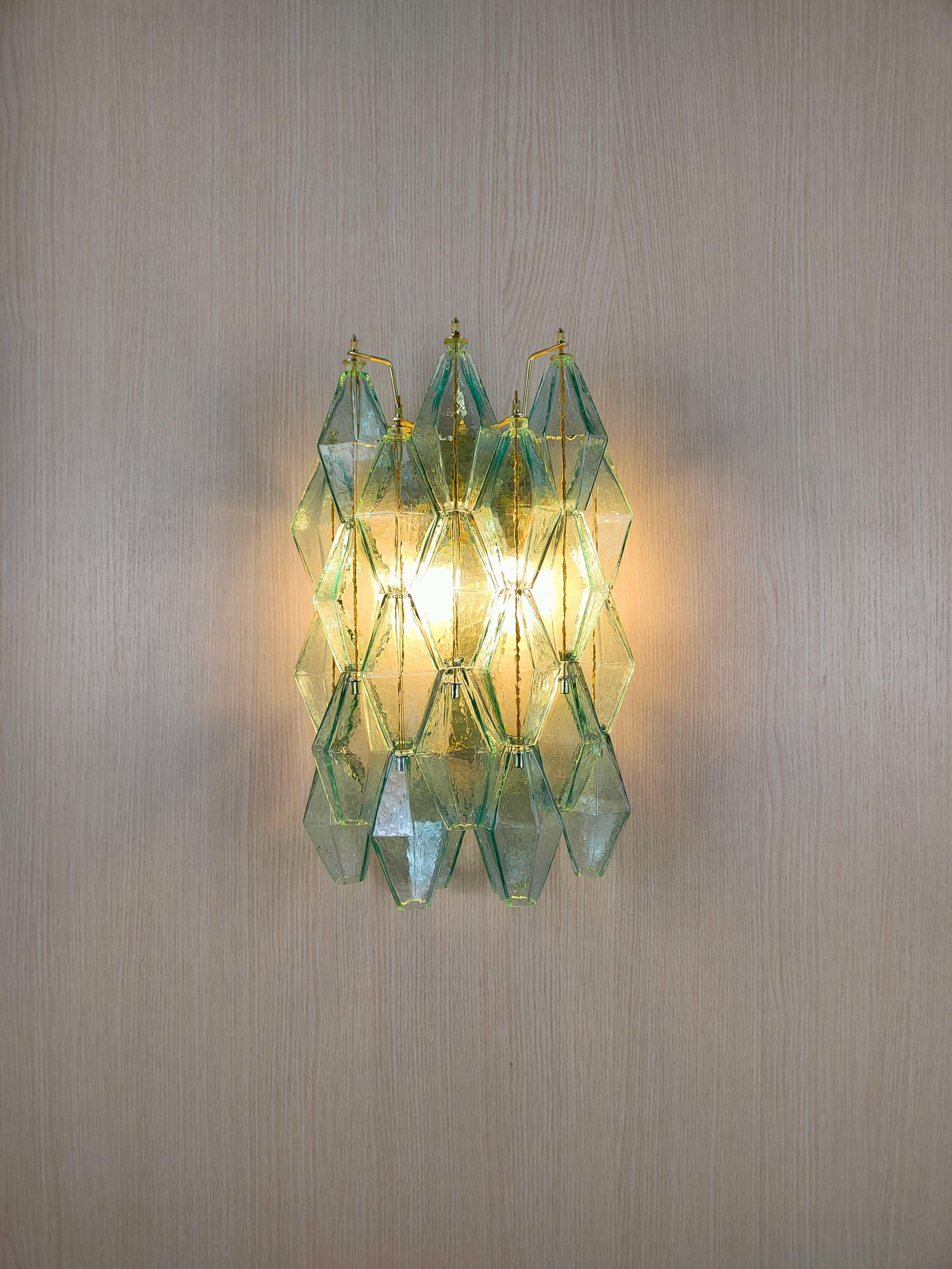 Murano Glass Poliedri Wall Sconce in Teal Color - Etsy