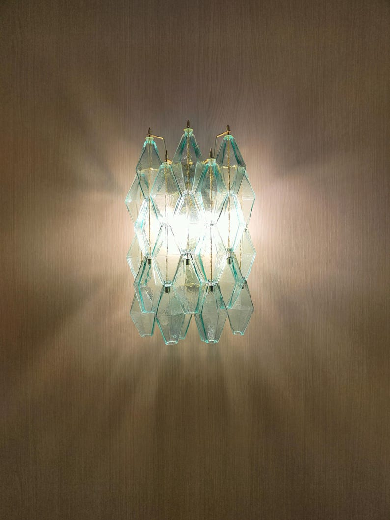 Murano Glass Poliedri Wall Sconce in Teal Color - Etsy