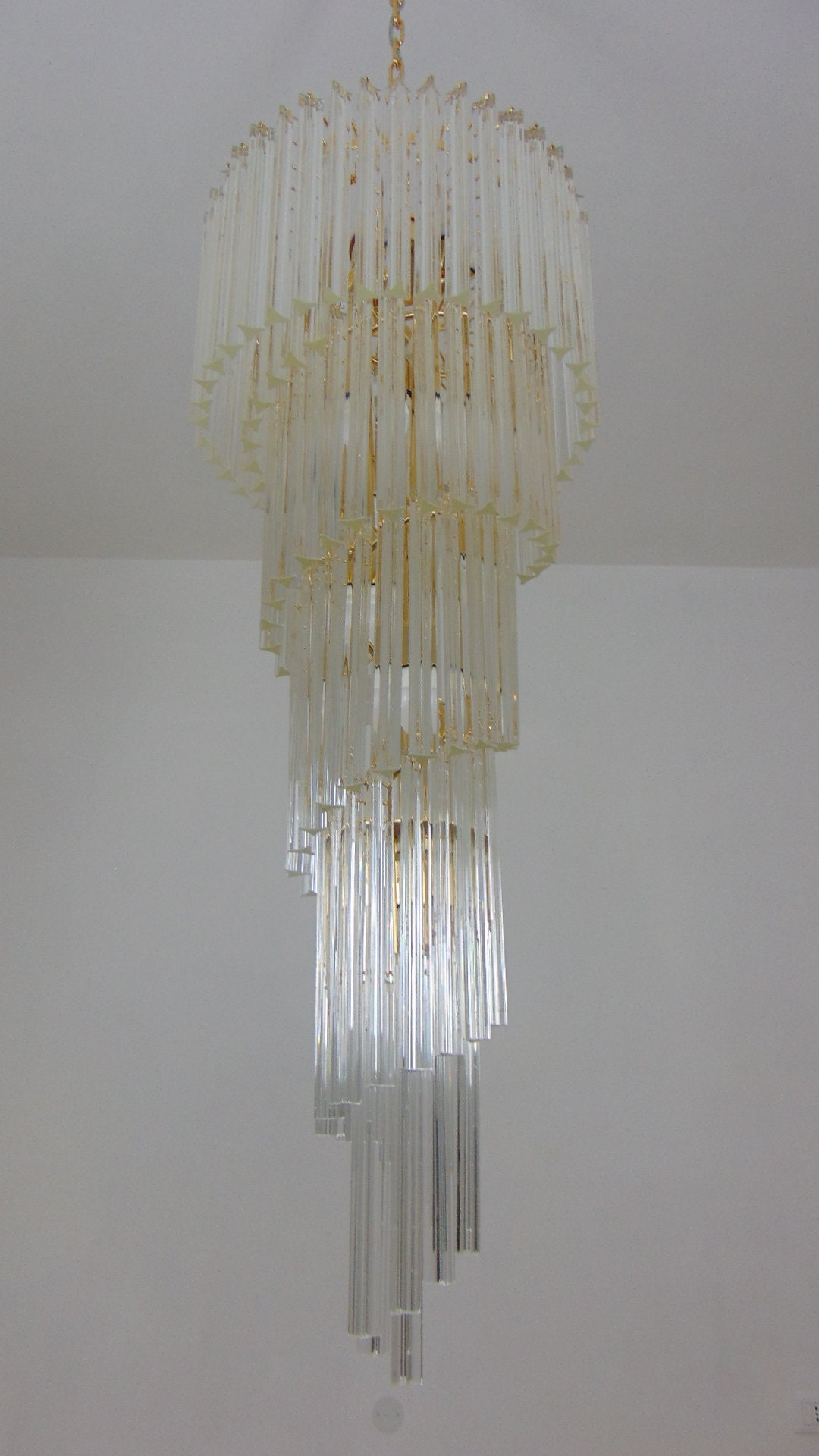 Murano Glass Clear Trihedral Chandelier Falling Cascade Spiral Shape - Etsy