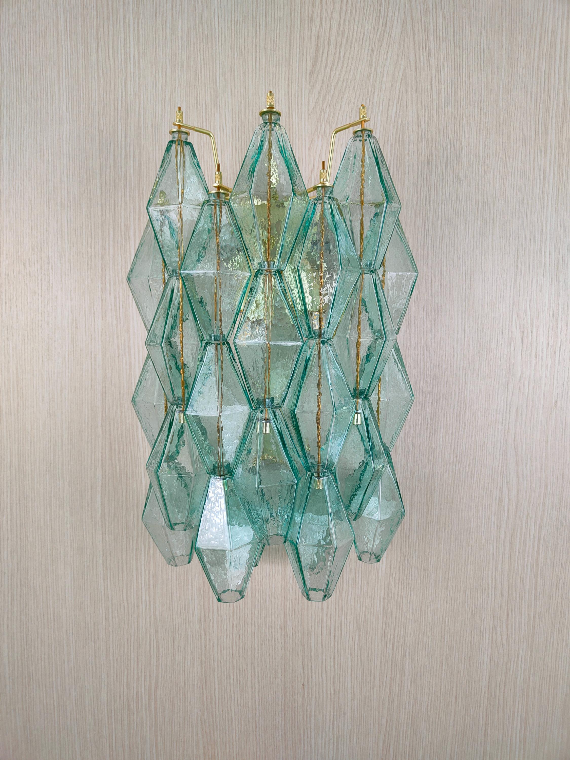 Murano Glass Poliedri Wall Sconce in Teal Color - Etsy