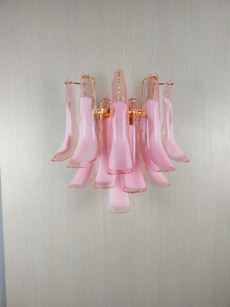 Murano Glass 10 Pink Petals Wall Sconce - Etsy