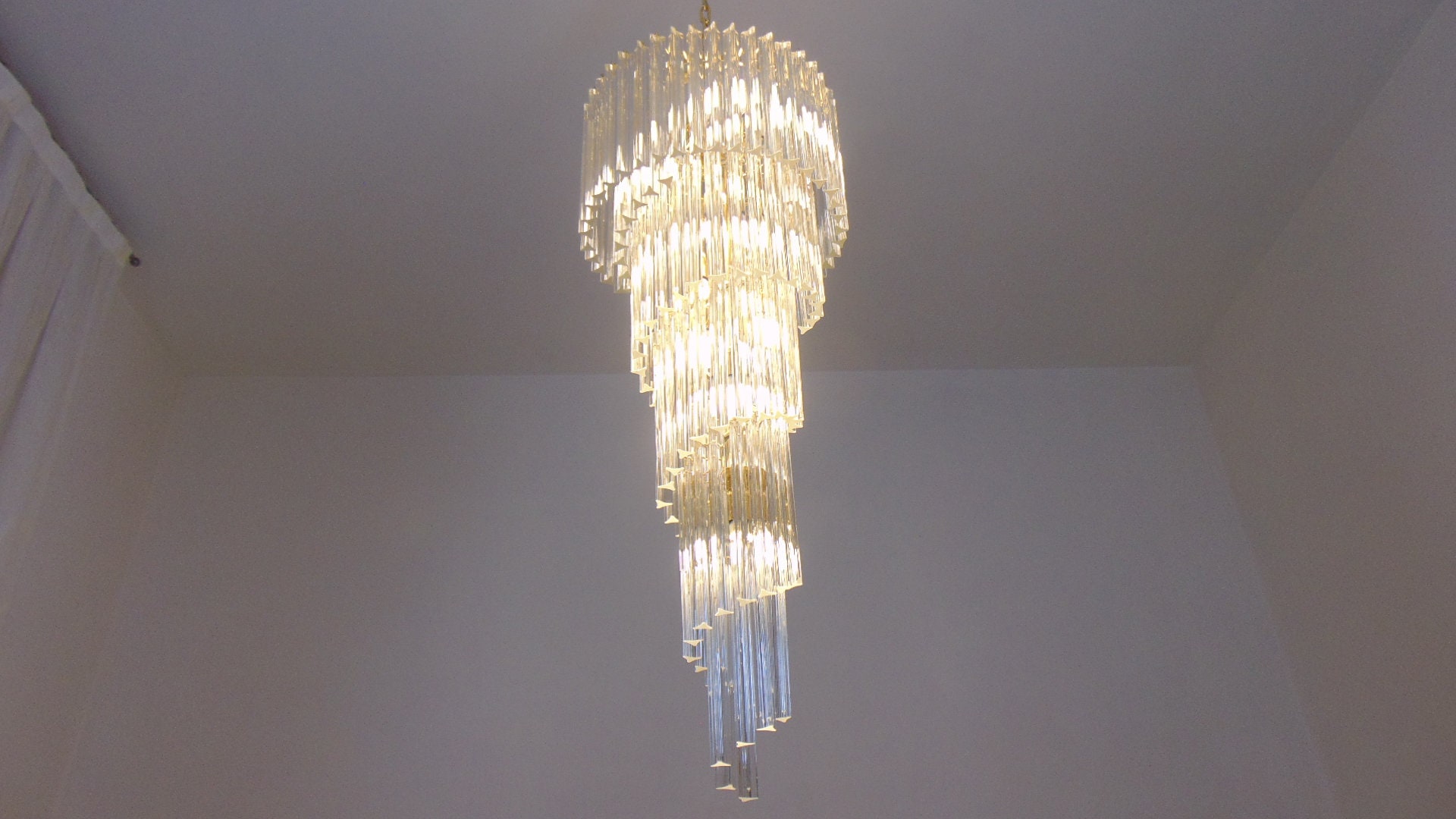 Murano Glass Clear Trihedral Chandelier Falling Cascade Spiral Shape - Etsy