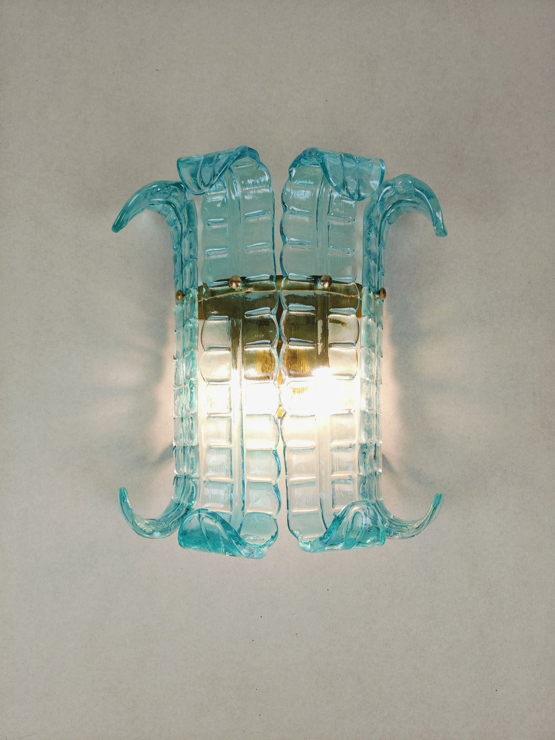 Murano Glass Felci Green Teal Wall Sconce - Etsy