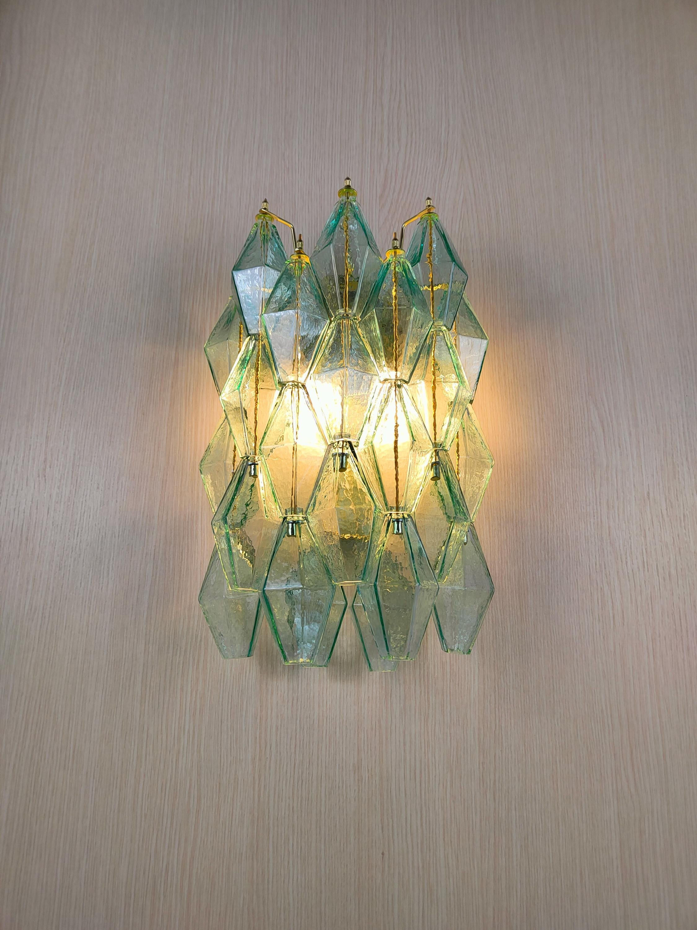 Murano Glass Poliedri Wall Sconce in Teal Color - Etsy