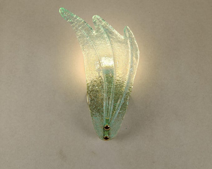 Murano Glass Grained Leaf "air" Green Wall Sconce - Etsy