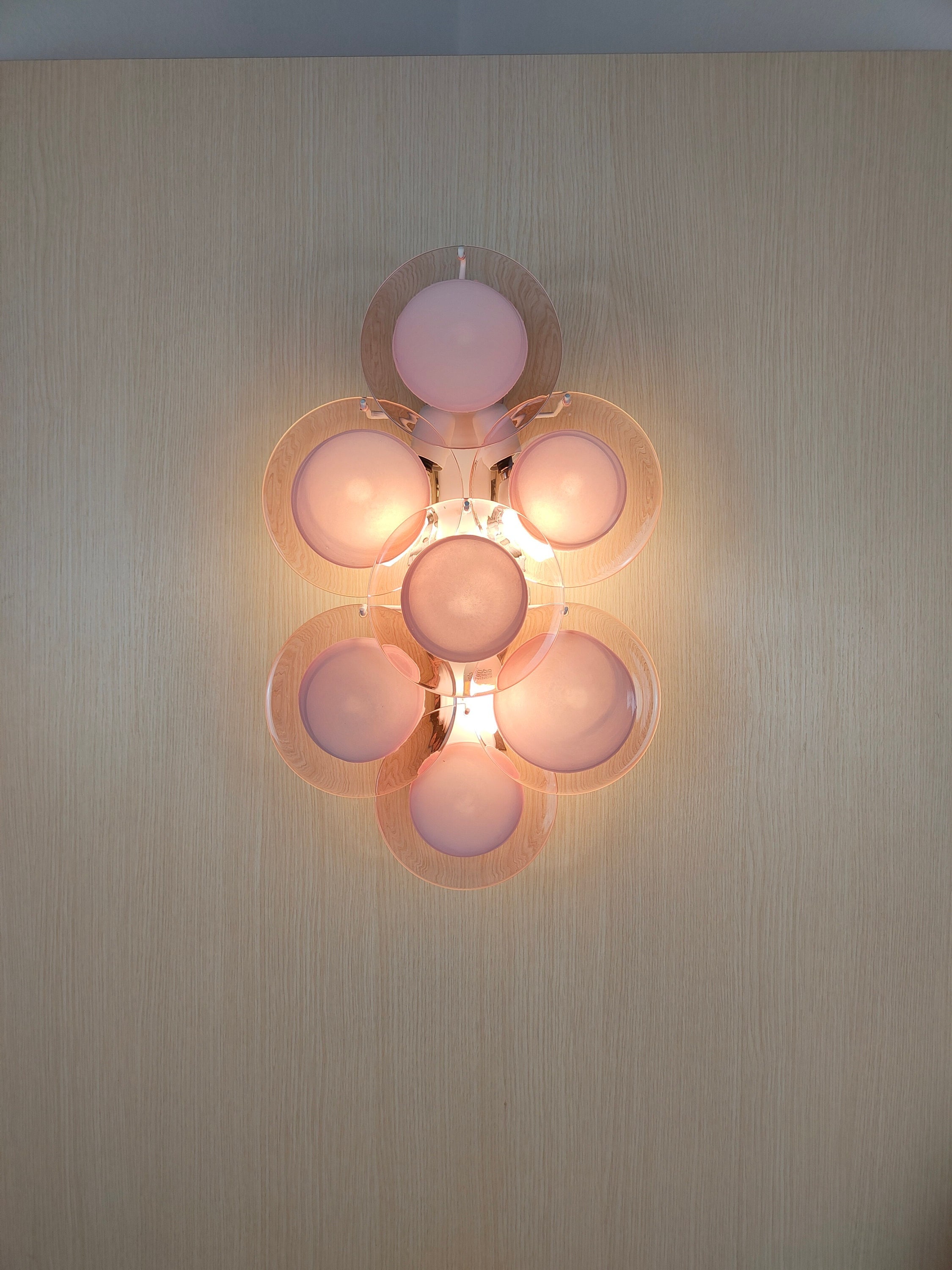 Murano Glass Pink Discs Wall Sconce - Etsy