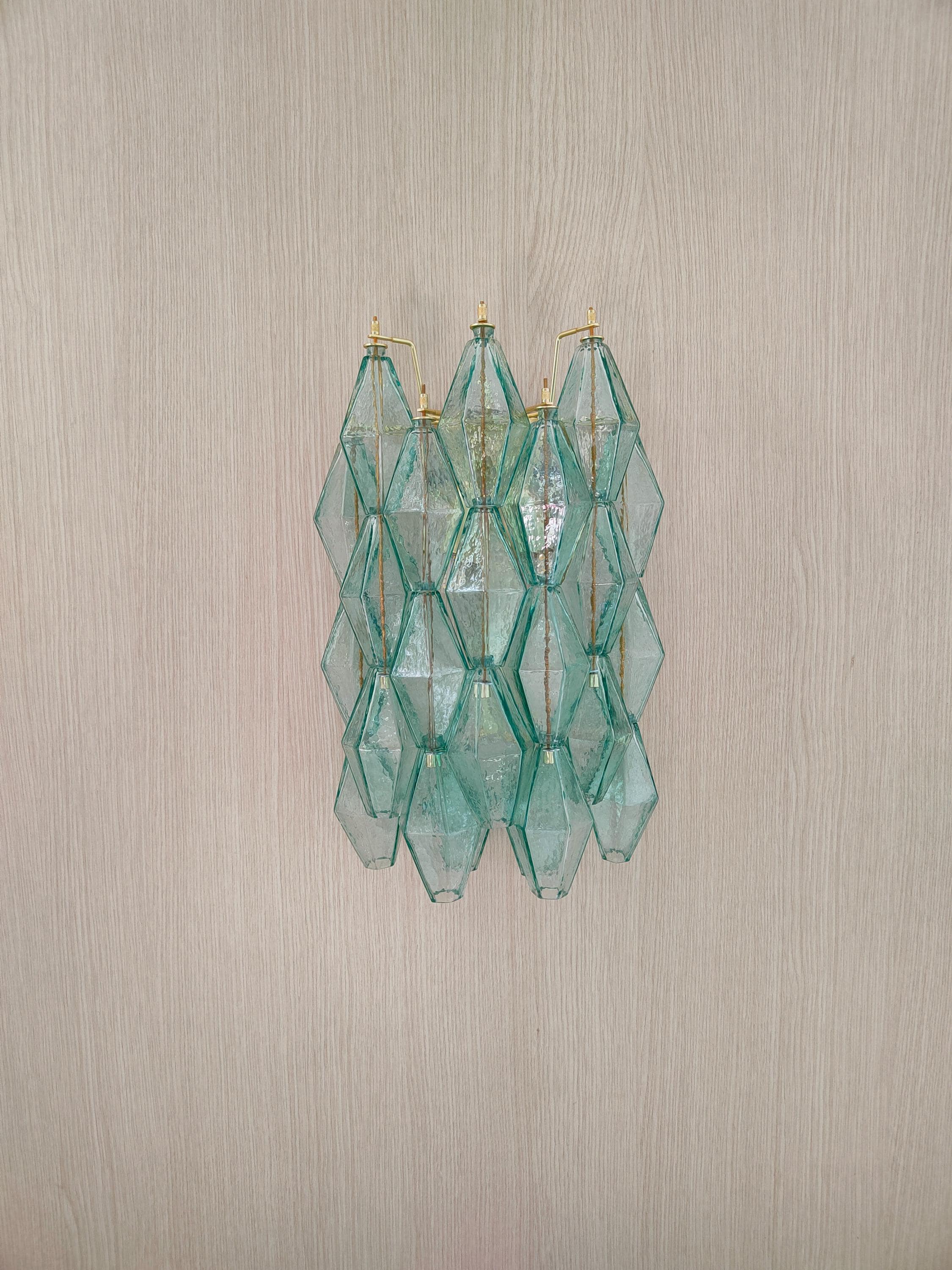 Murano Glass Poliedri Wall Sconce in Teal Color - Etsy