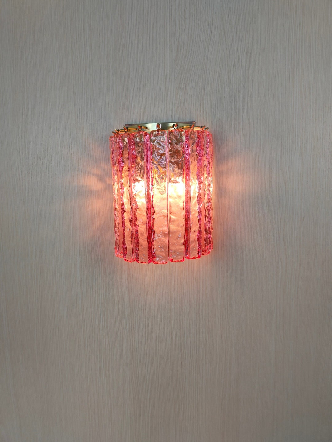 Murano Glass Pink Icy Bars Wall Sconce - Etsy