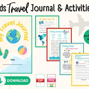 Printable Kids Travel Journal & Fun Activities, Holiday Journal, Travel ...