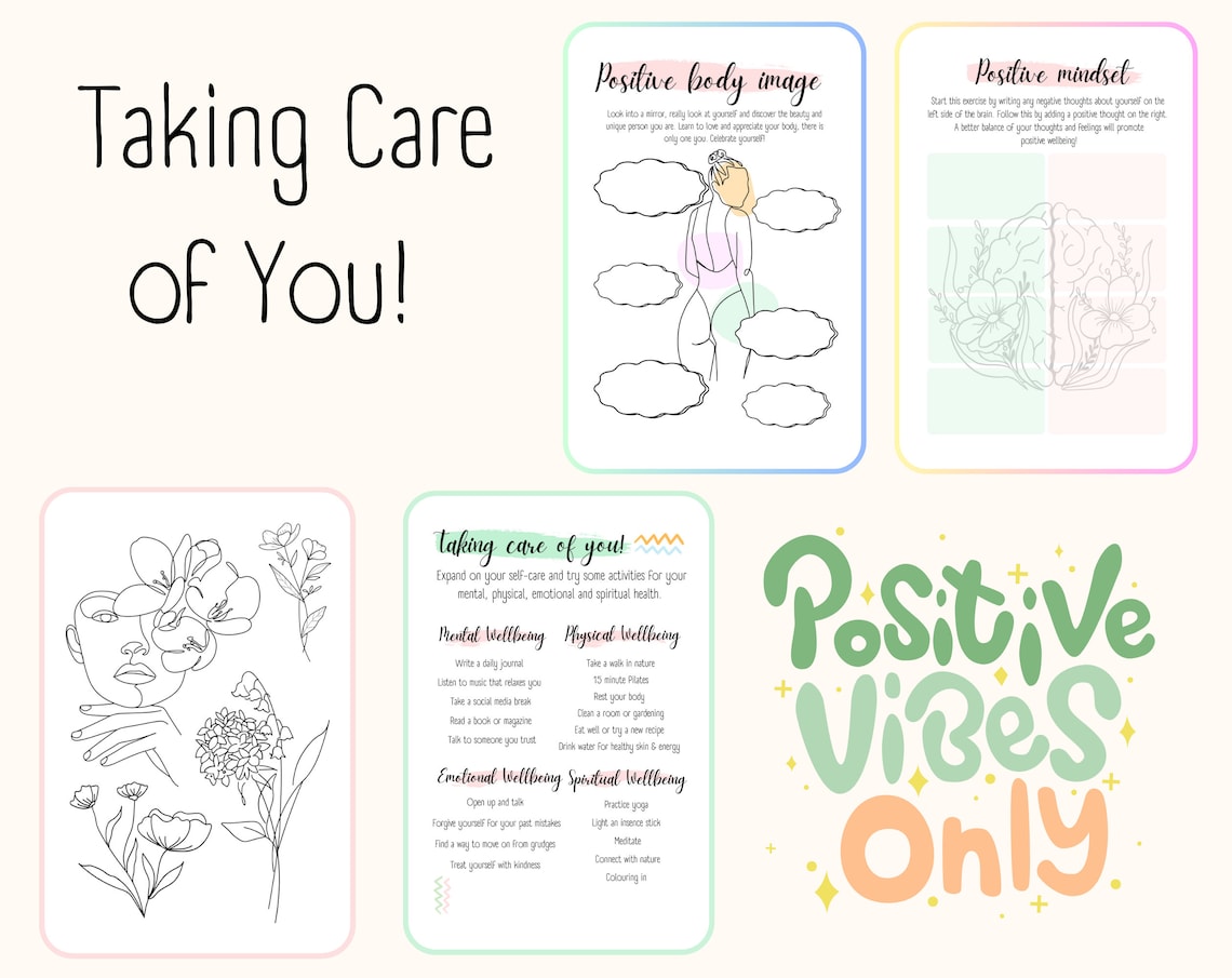Printable Self-care Checklist Bundle, Mindfulness Mental Health Kit ...