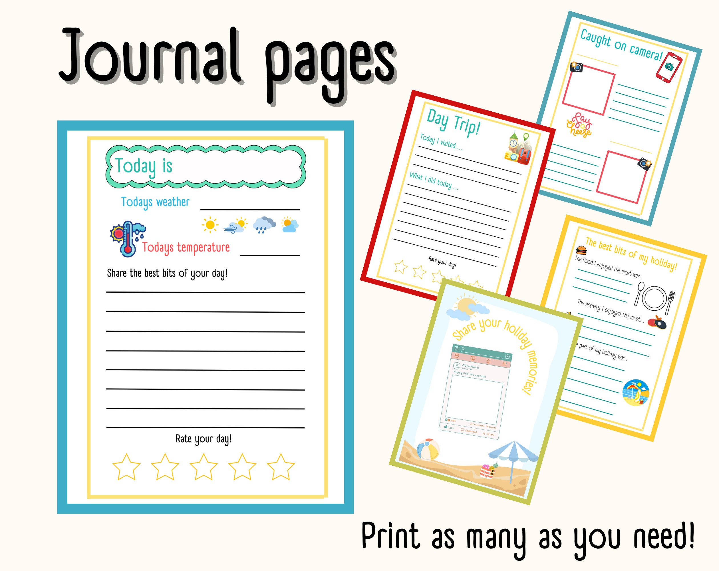 Printable Kids Travel Journal & Fun Activities, Holiday Journal, Travel ...