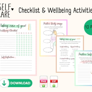 Printable Self-care Checklist Bundle, Mindfulness Mental Health Kit ...