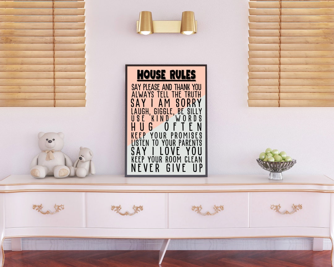 House Rules for Kids and Adults, Digital Print Wall Art, Show Love and ...