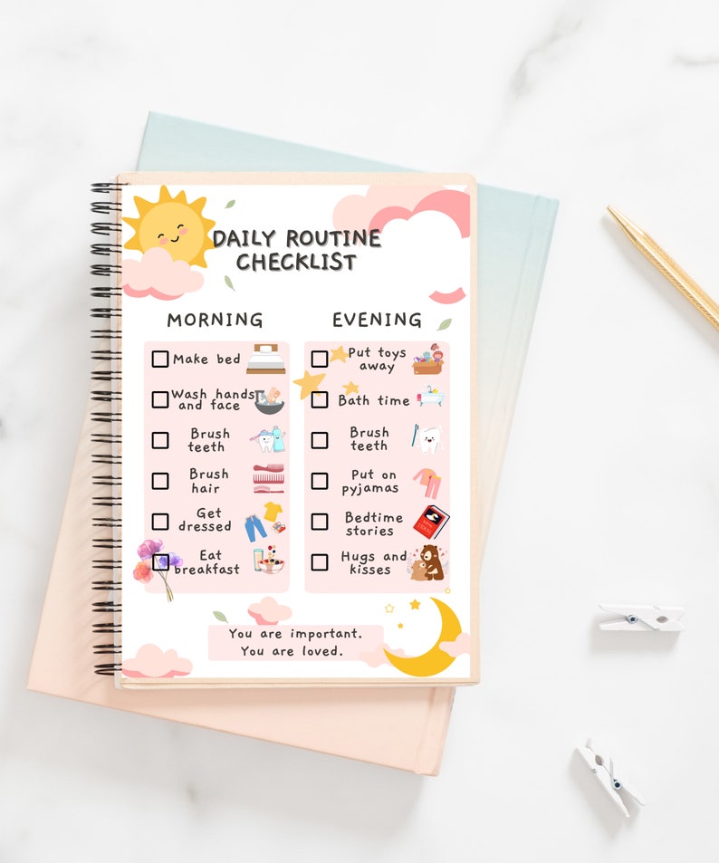 Digital Daily Routine Checklist Print, Pink - Etsy