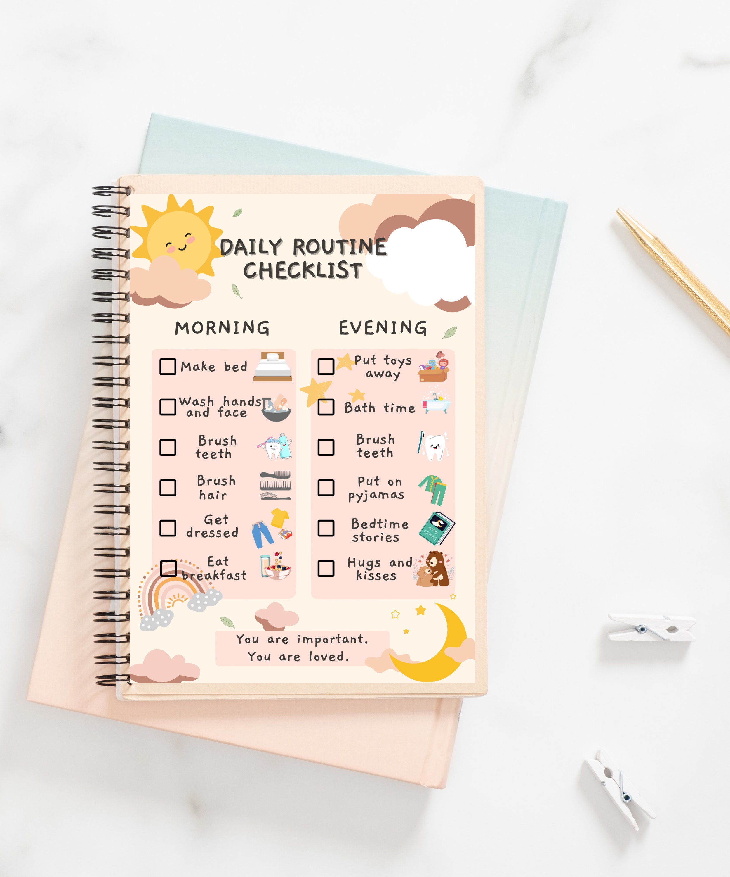 Digital Daily Routine Checklist Print for Children, Nice Design With ...