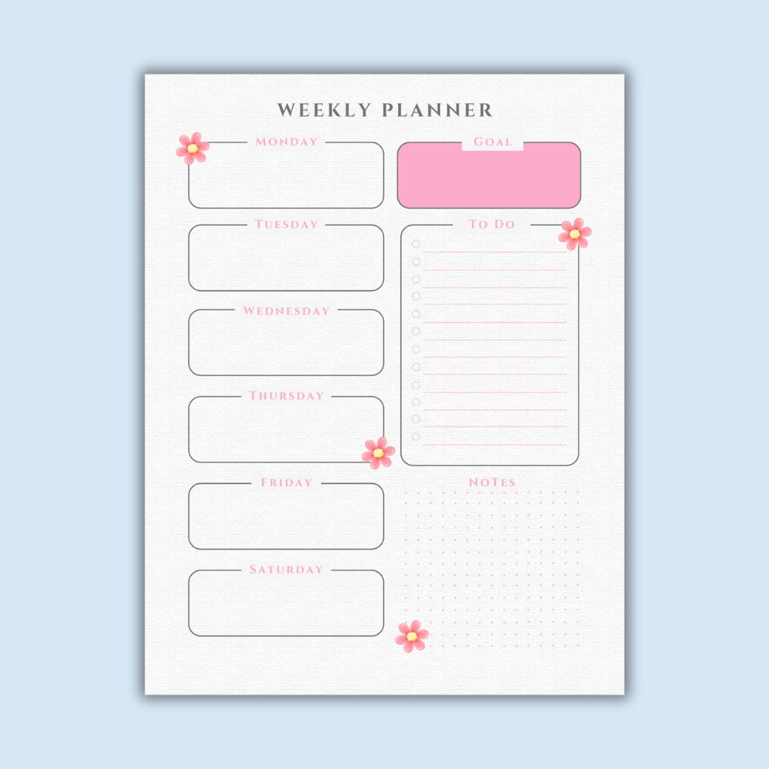 Weekly Printable Productivity Planner, Weekly Schedule, Todo List ...