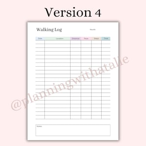 Walking Log Tracker Printable, Walking Journal, Steps Tracker, Miles ...