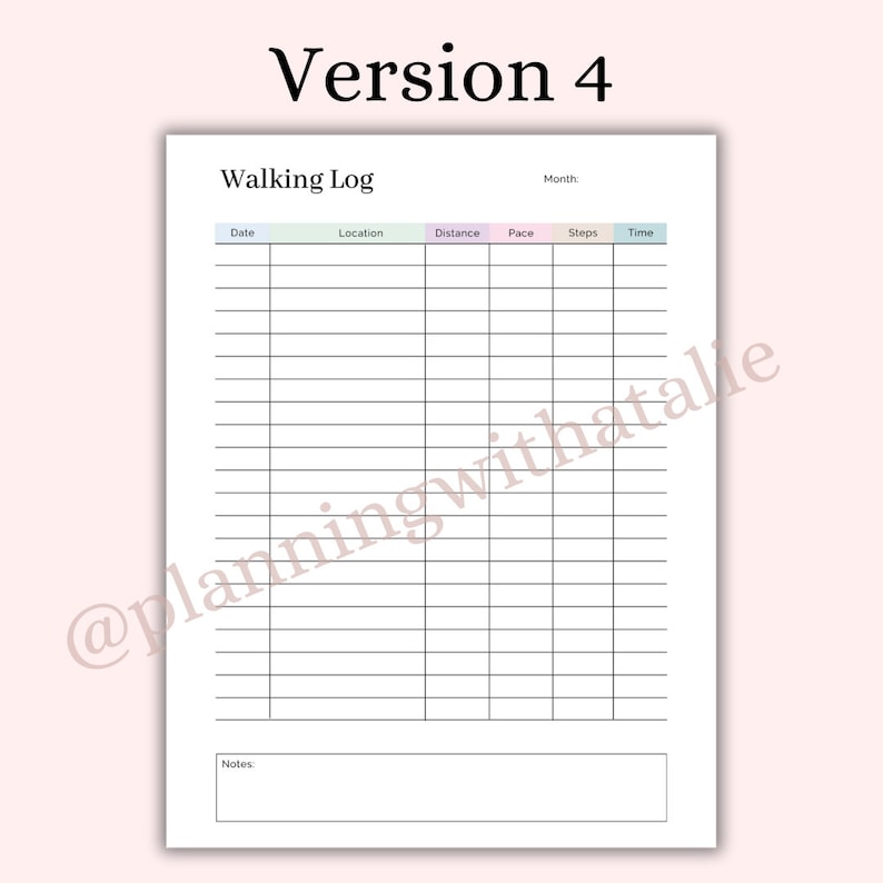 Walking Log Tracker Printable, Walking Journal, Steps Tracker, Miles ...