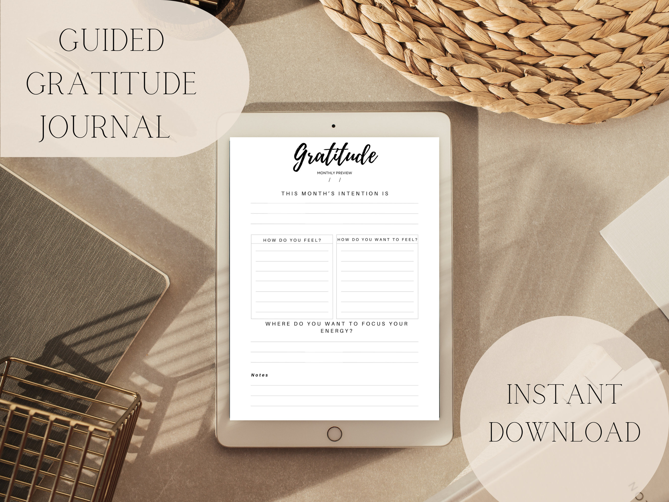 Gratitude Journal, Daily Gratitude Journal, Monthly Gratitude Journal ...