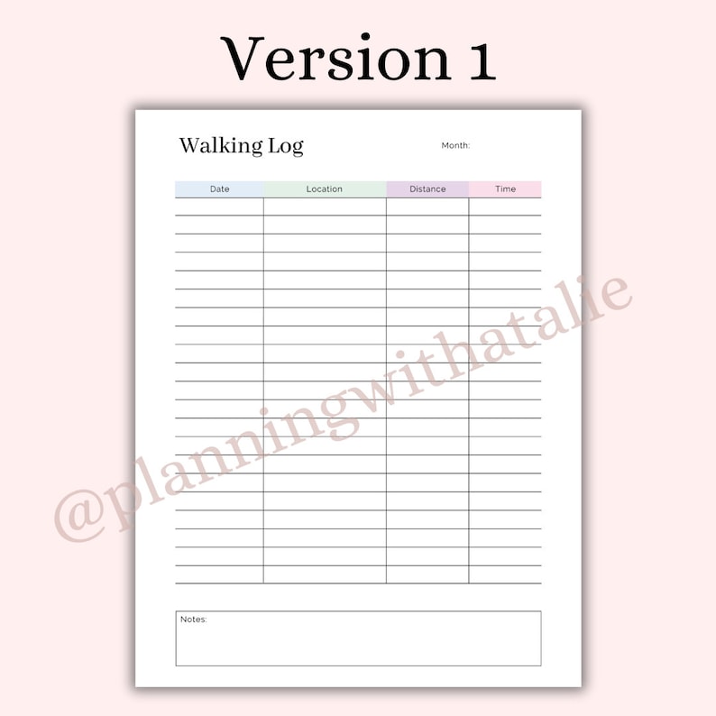 Walking Log Tracker Printable, Walking Journal, Steps Tracker, Miles ...