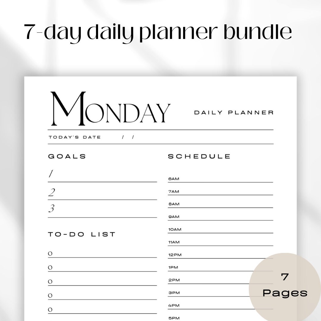 Daily Task Printable Planner, Workday Schedule, Daily Planner, Weekly ...