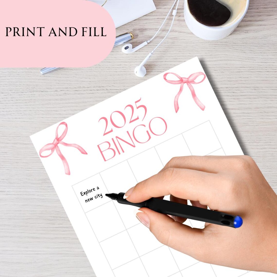 2025 Bingo Card Printable, New Years Resolutions and Manifestations ...