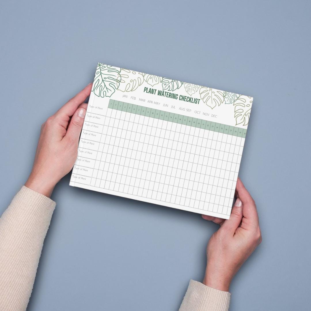 Plant Watering Tracker, House Plant Care Tracker, Watering Schedule ...