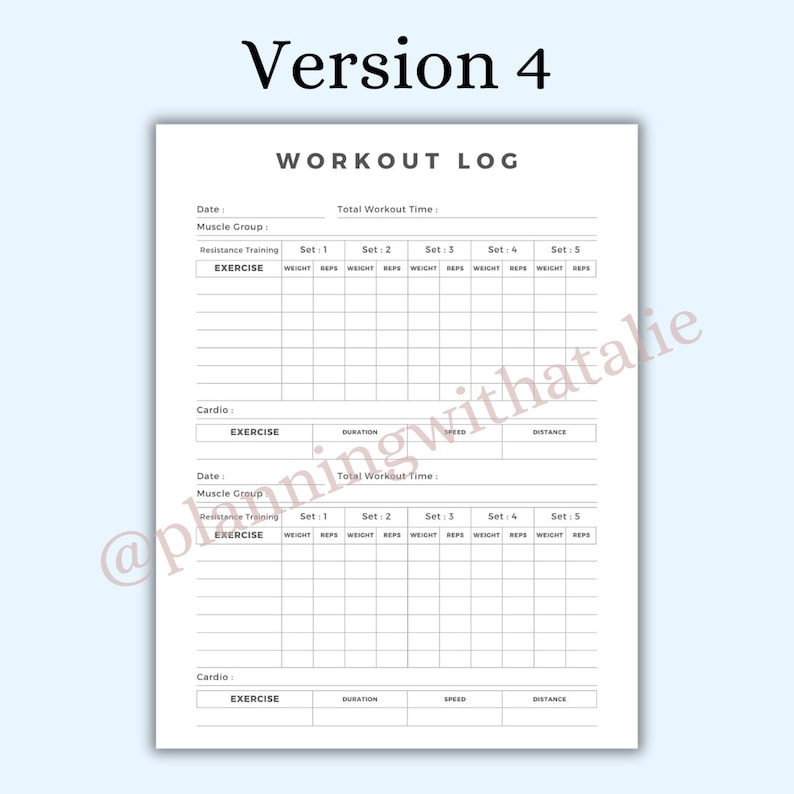 Workout Daily Tracker Printable, Exercise Log, Fitness Planner, Workout ...
