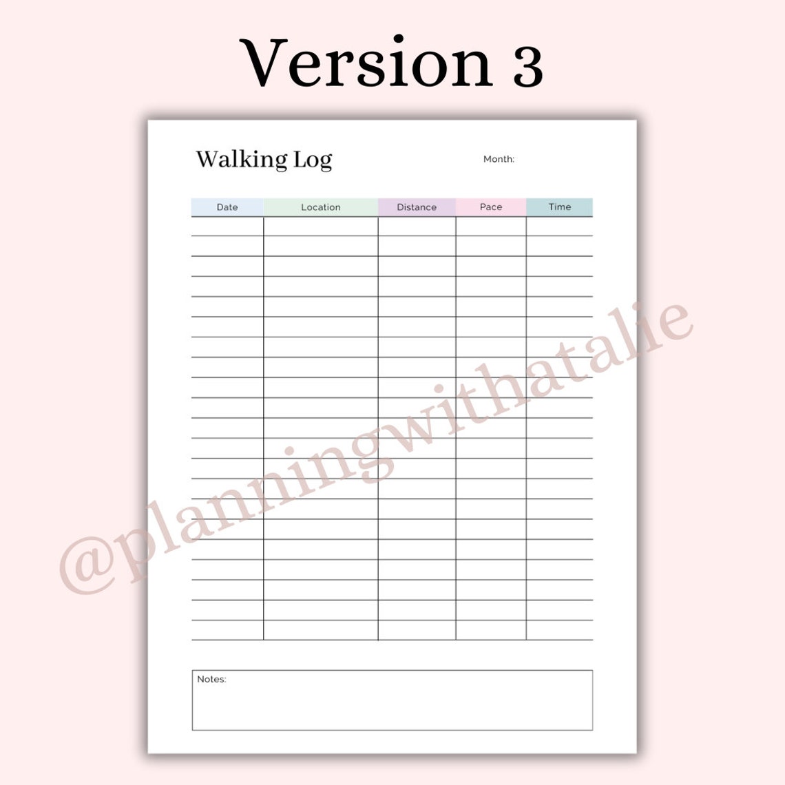 Walking Log Tracker Printable, Walking Journal, Steps Tracker, Miles ...