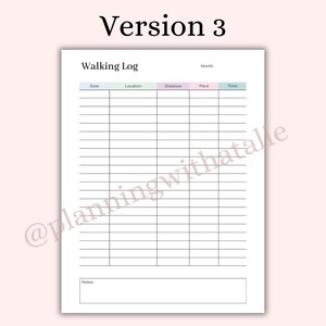 Walking Log Tracker Printable, Walking Journal, Steps Tracker, Miles ...