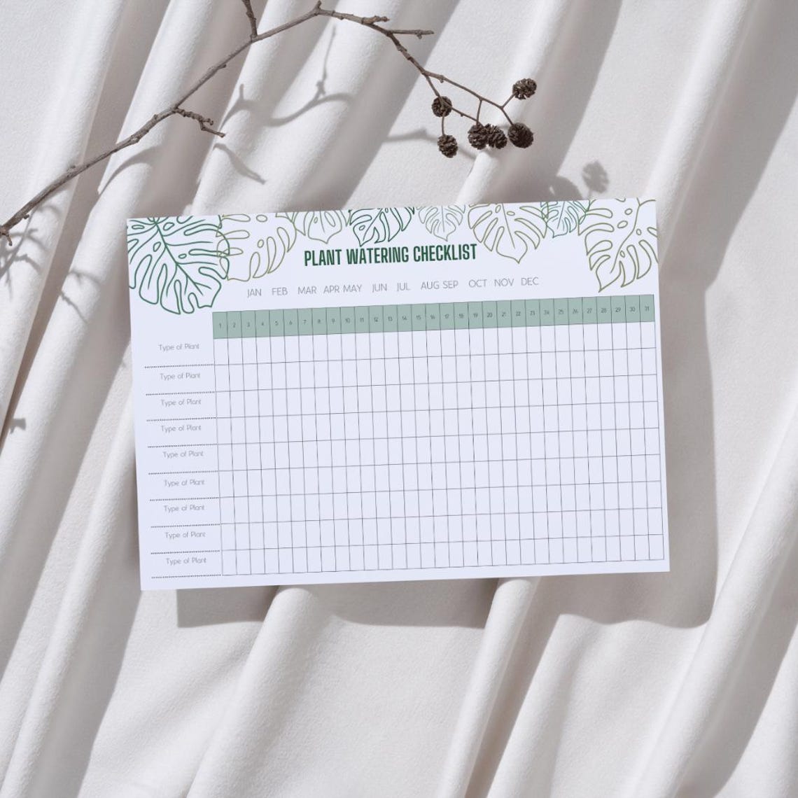 Plant Watering Tracker, House Plant Care Tracker, Watering Schedule ...