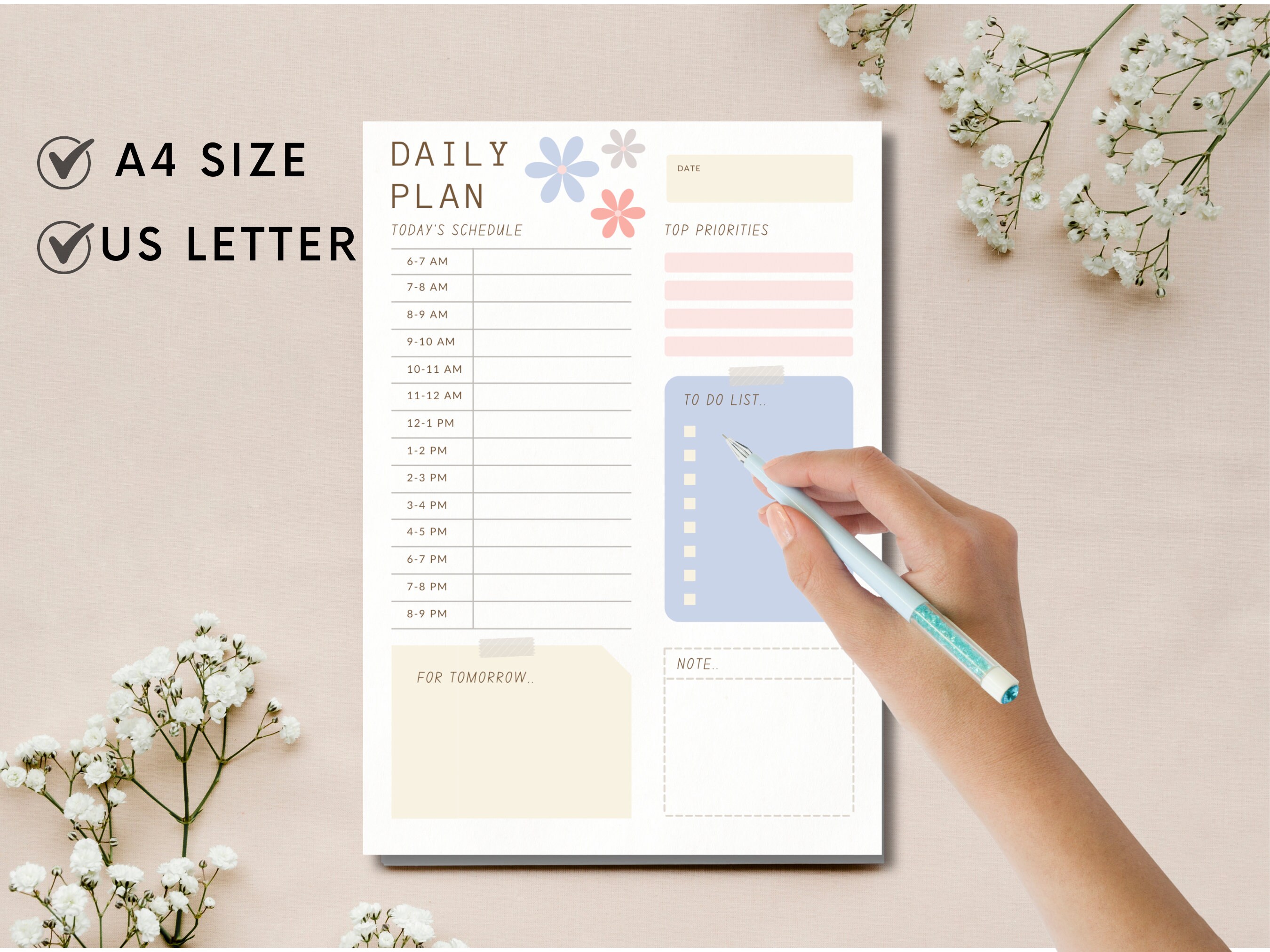 Daily Planner, Printable Todo List Planner, Top Priorities Template ...