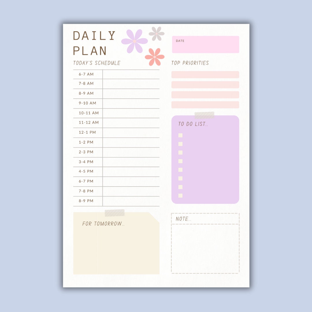 Daily Planner, Printable Todo List Planner, Top Priorities Template ...