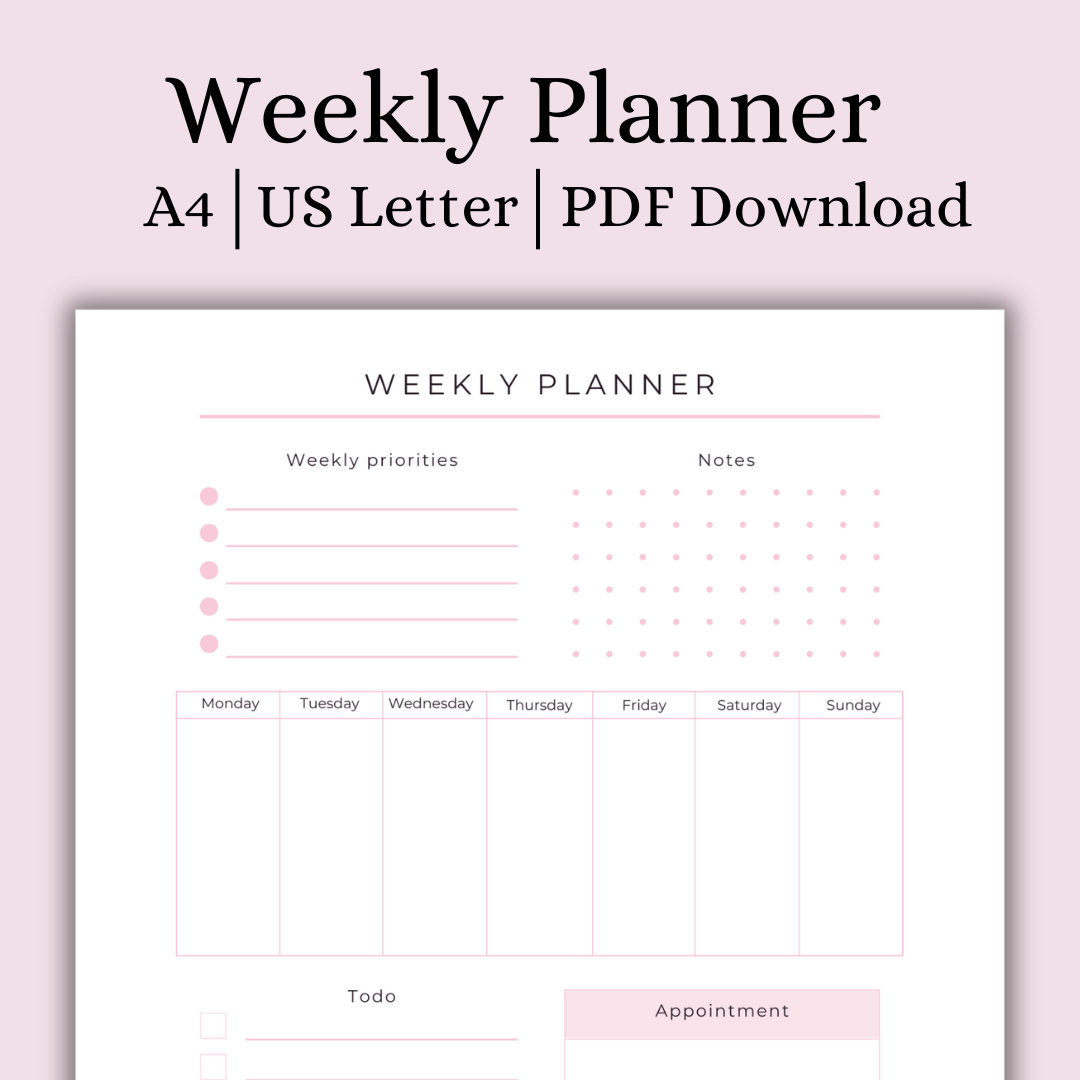 Weekly Organizer Template Printable, Weekly Schedule Planner, Todo List ...