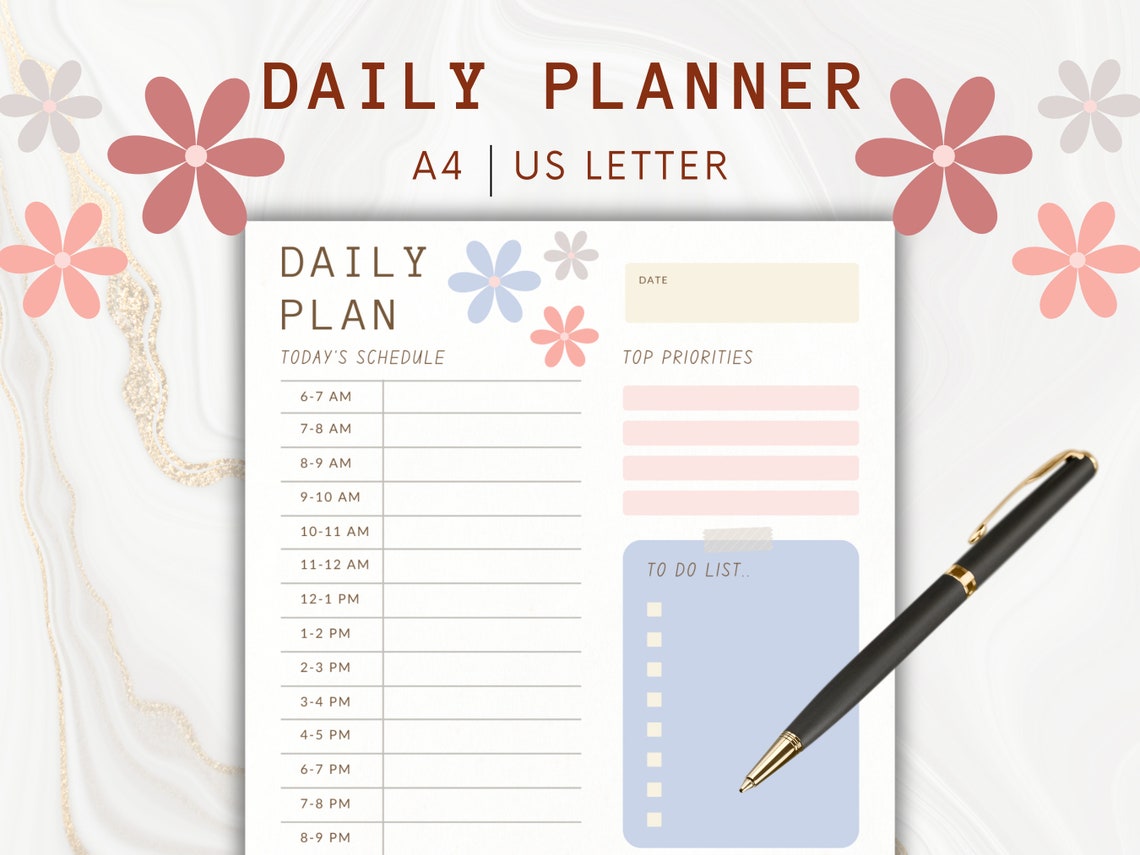 Daily Planner, Printable Todo List Planner, Top Priorities Template ...