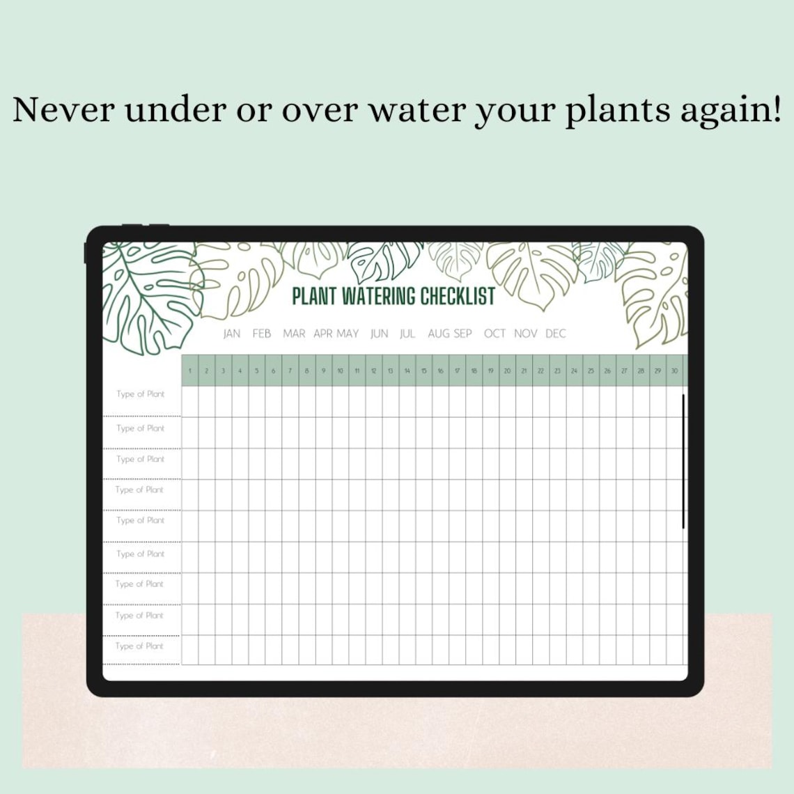 Plant Watering Tracker, House Plant Care Tracker, Watering Schedule ...